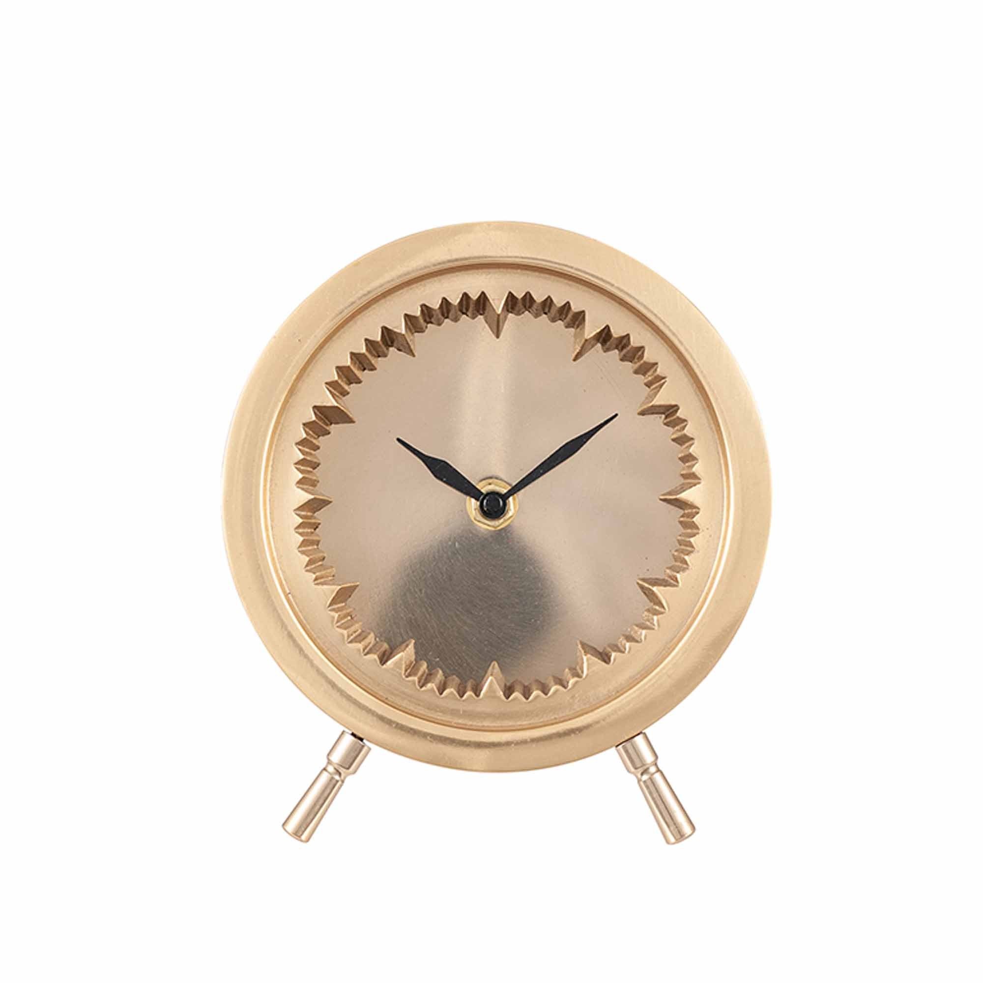 Antique Brass Cog Design Table Clock - Aldiss
