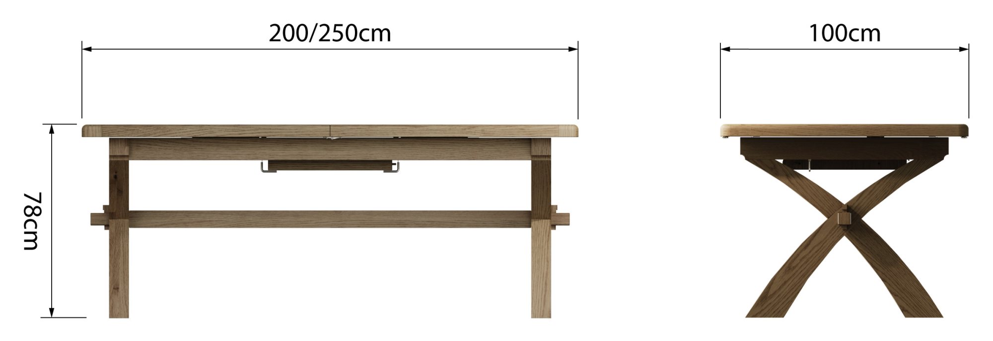Cross Leg Dining Table | Aldiss Oak Furniture