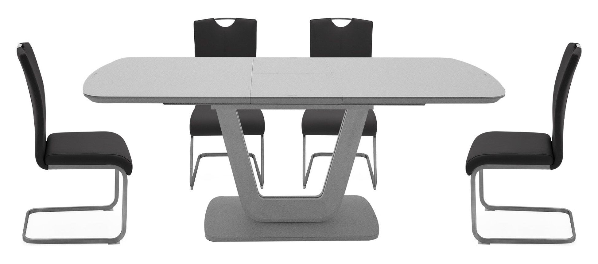 Lazzaro Grey 1.6m Extending Table and 4 Chairs | Aldiss