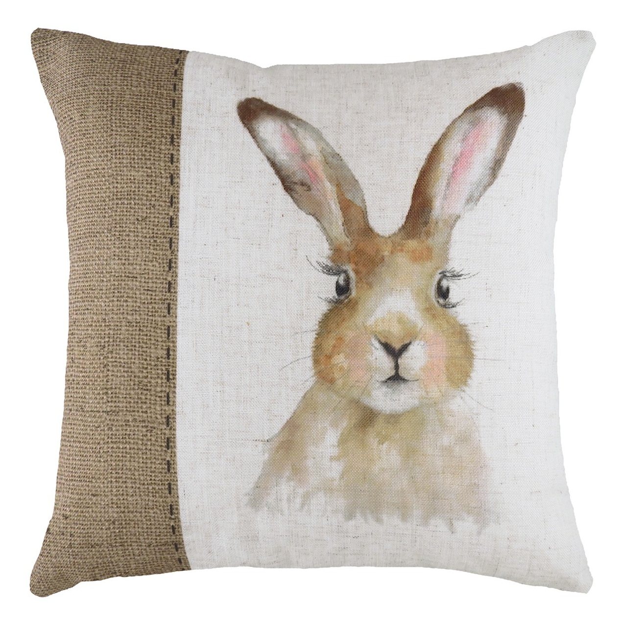 Hessian Hare Cushion Poly Filled White 43x43 - Aldiss