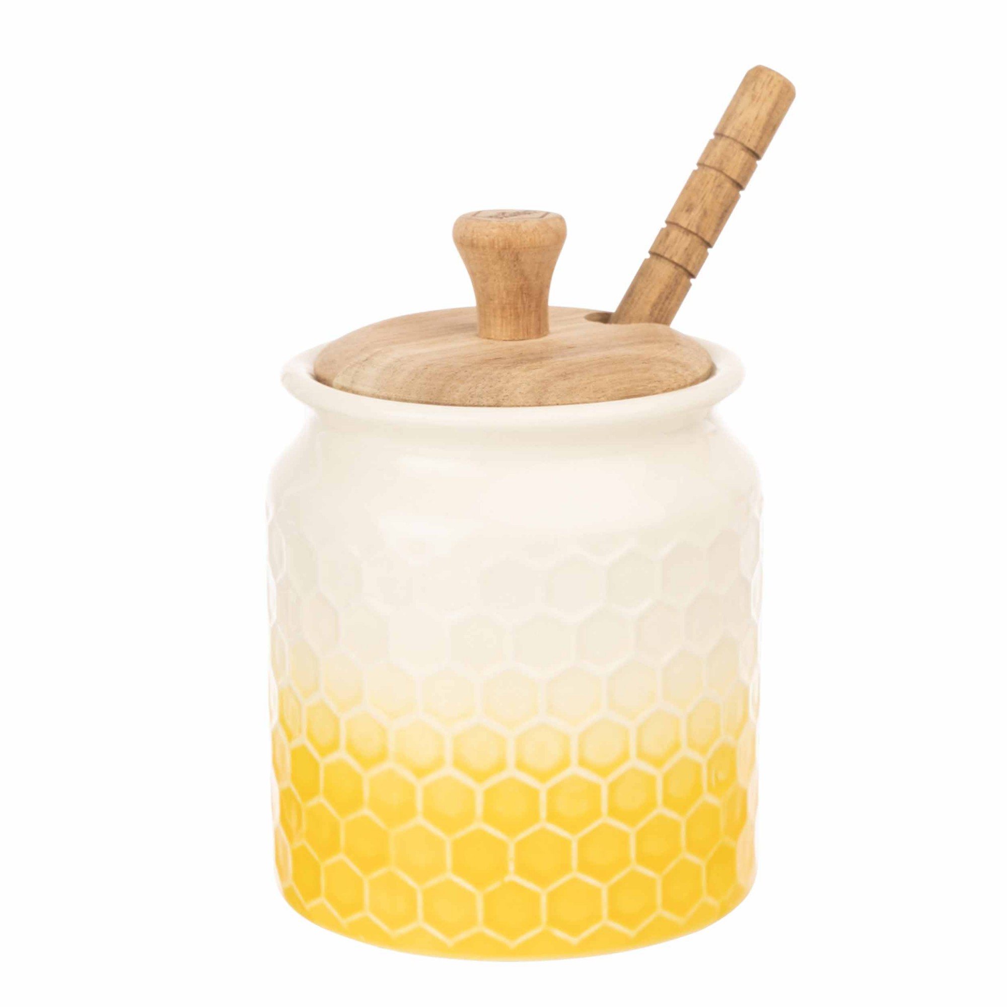 Kitchen Pantry Yellow Honey Pot with Drizzler - Aldiss