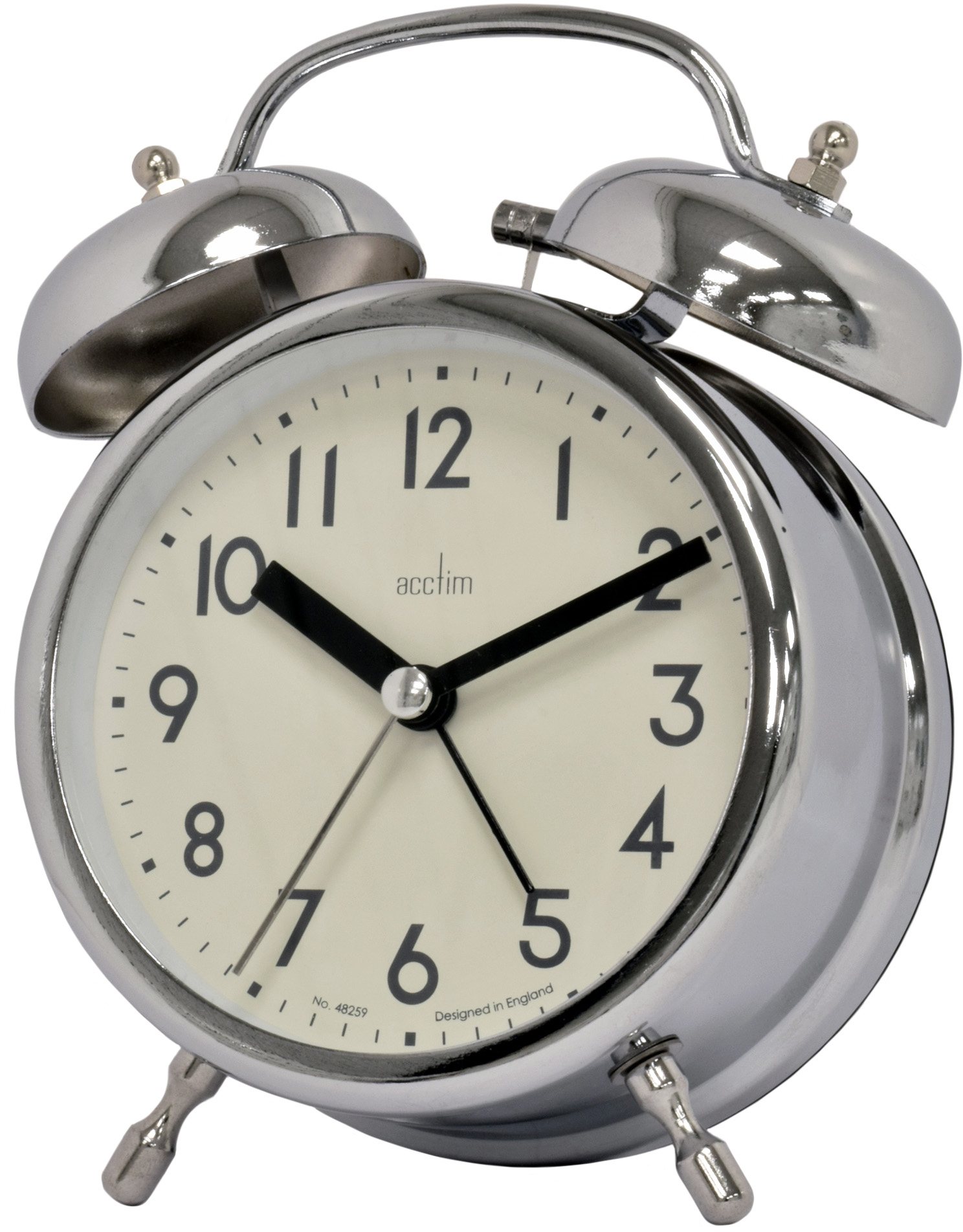 Acctim Hardwick Chrome Retro Double Bell Clock | Aldiss of Norfolk