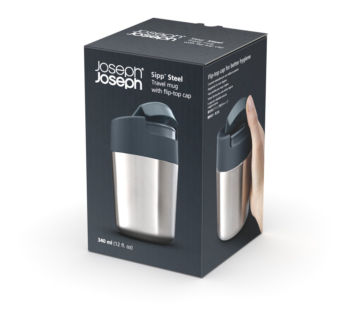 Joseph Joseph Sipp Steel Travel Mugs with Hygienic Lid - Aldiss