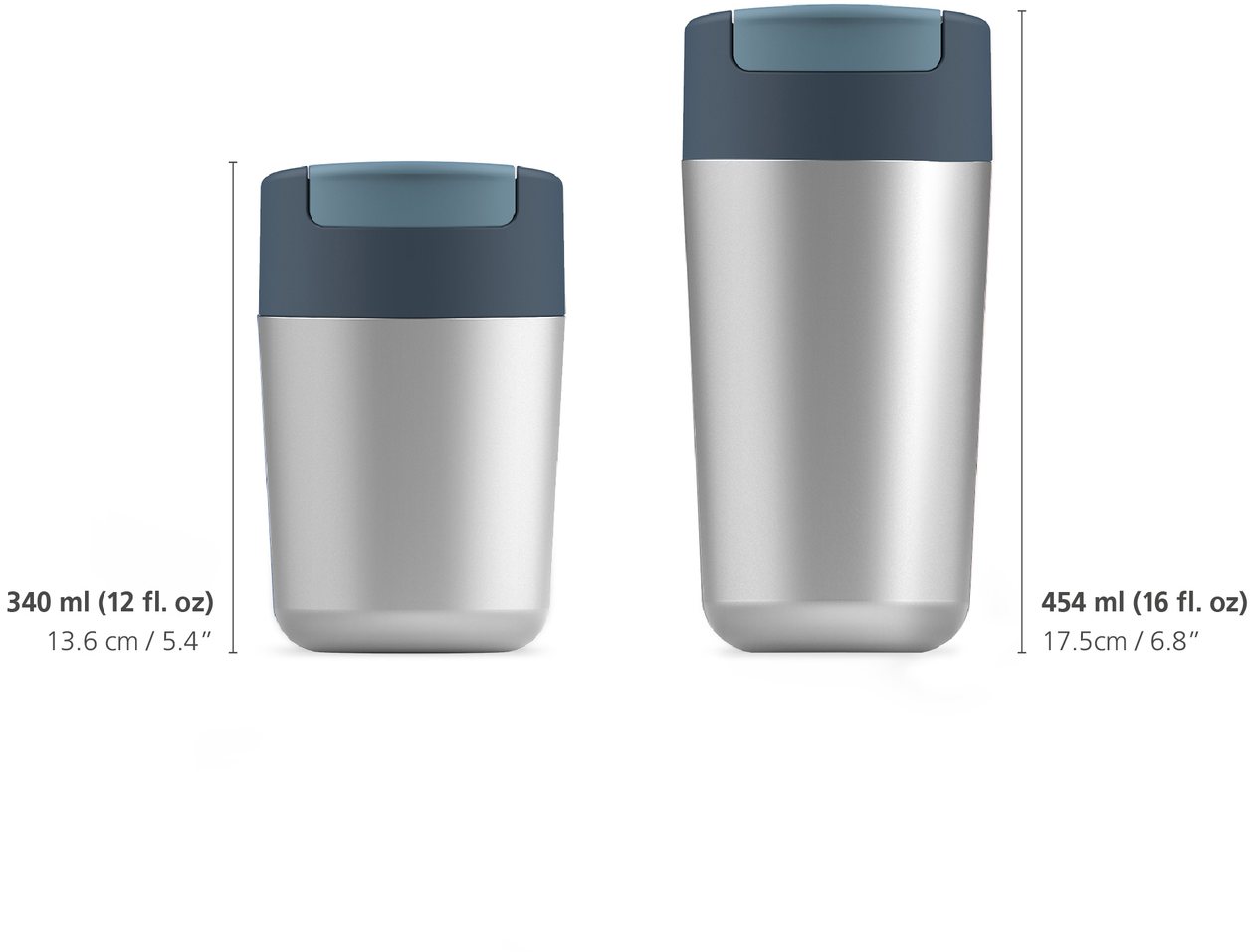Joseph Joseph Sipp Steel Travel Mugs with Hygienic Lid - Aldiss
