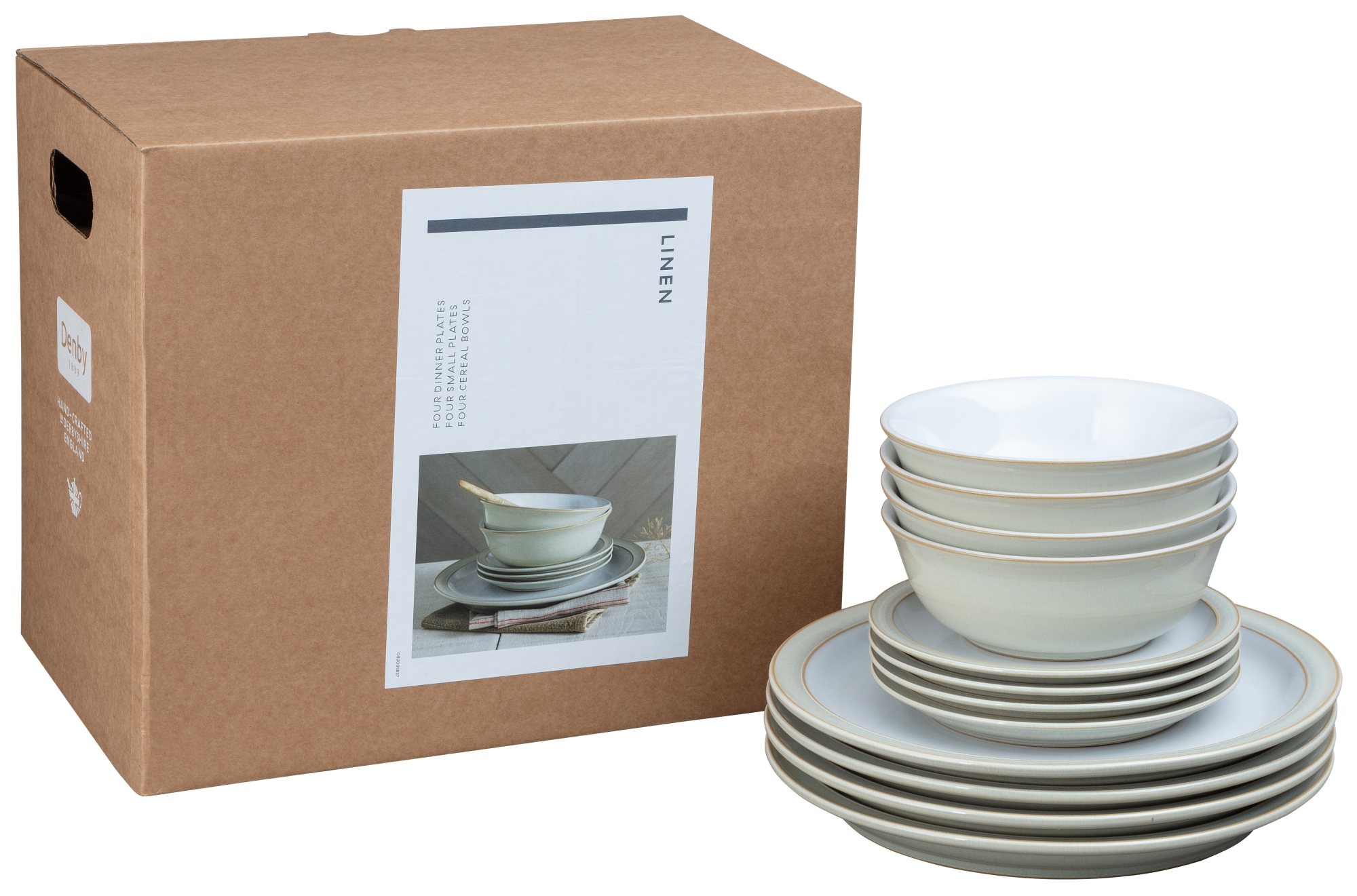Denby | Linen | 12 Piece Dinner Set | Aldiss of Norfolk