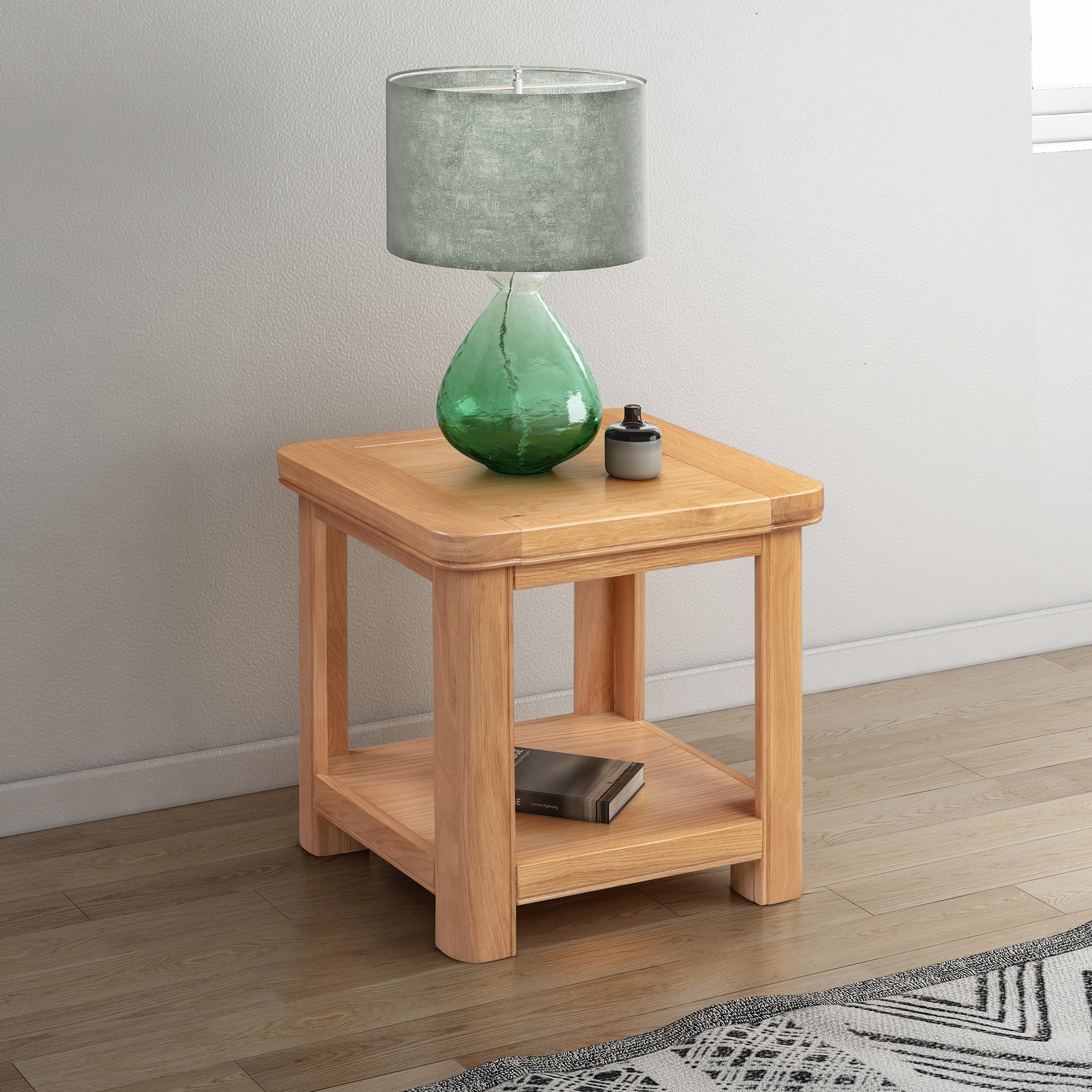 Gloucester Oak Lamp Table with Shelf | Aldiss of Norfolk