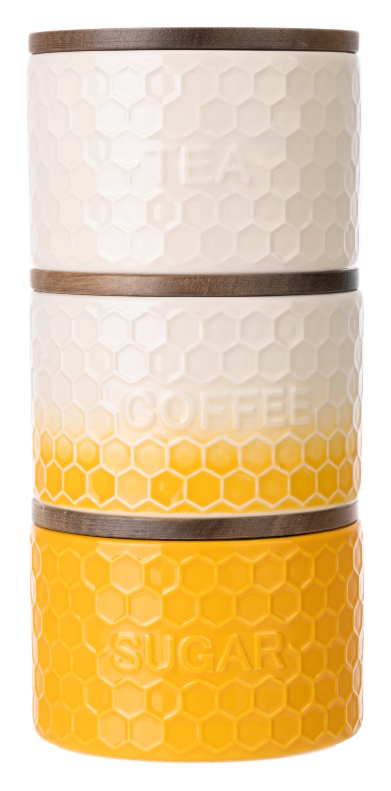 Kitchen Pantry 3 Pack Stacking Storage Jars Yellow | Aldiss