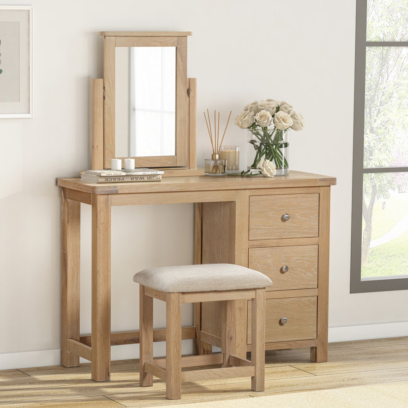 Silverdale Oak Dressing Table Set | Aldiss of Norfolk