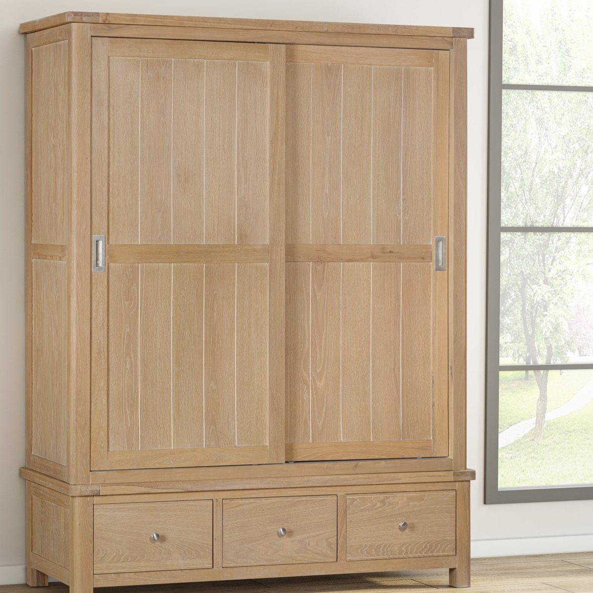 Silverdale Oak Large Robe 2 Sliding Door Wardrobe | Aldiss