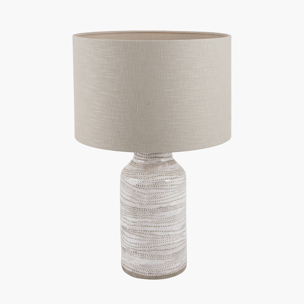 Alina Tall White Dot Table Lamp with Linen Shade | Aldiss