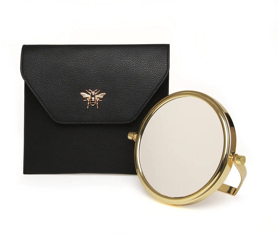 Alice Wheeler Black Luxury Travel Mirror and Case | Aldiss