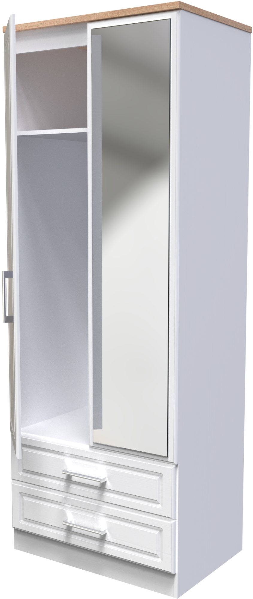 Stoneacre Tall 2ft 6in 2 Drawer Mirror Wardrobe | Aldiss