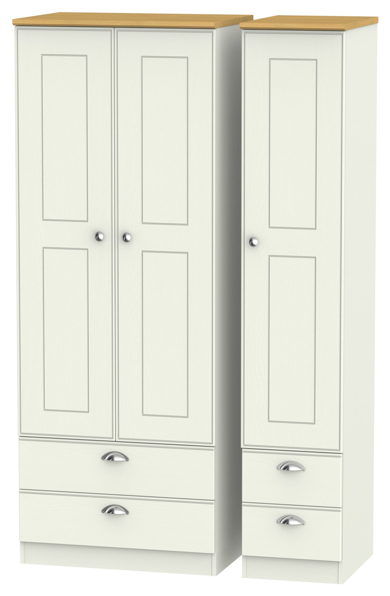 Elizabeth Tall Triple Wardrobe with Double Drawers | Aldiss