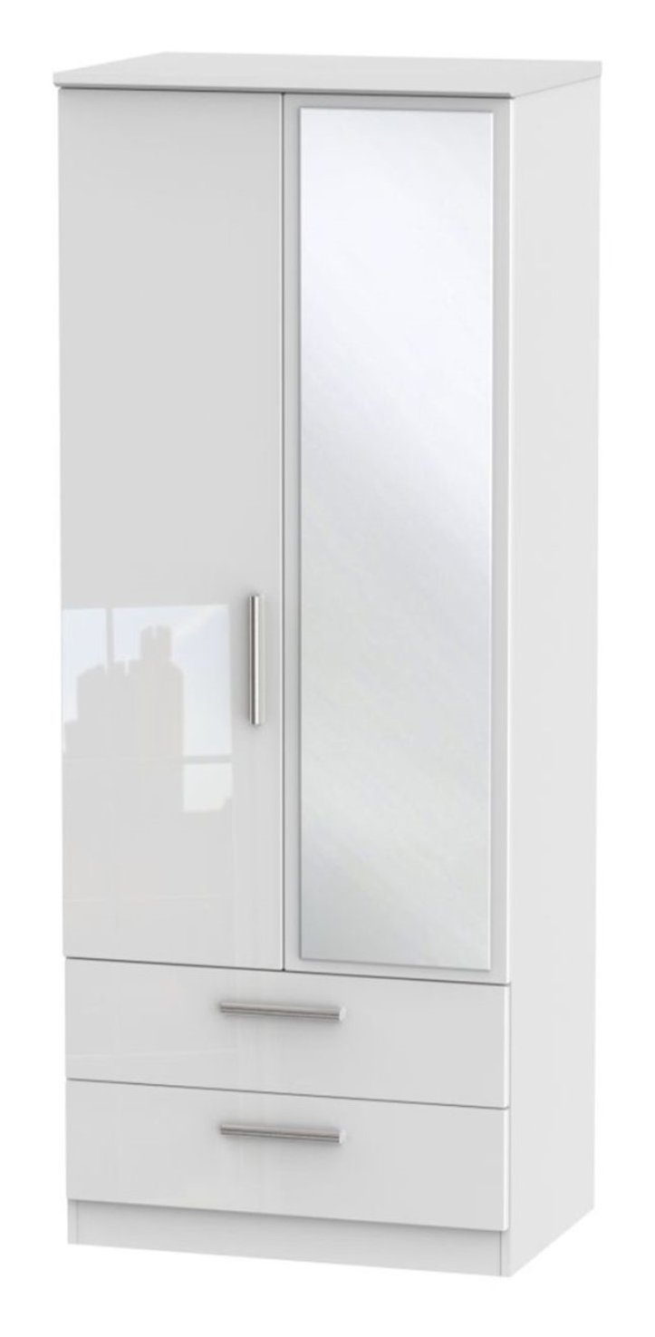 Kingsley 2ft 6in 2 Drawer Mirrored Wardrobe | Aldiss Norfolk