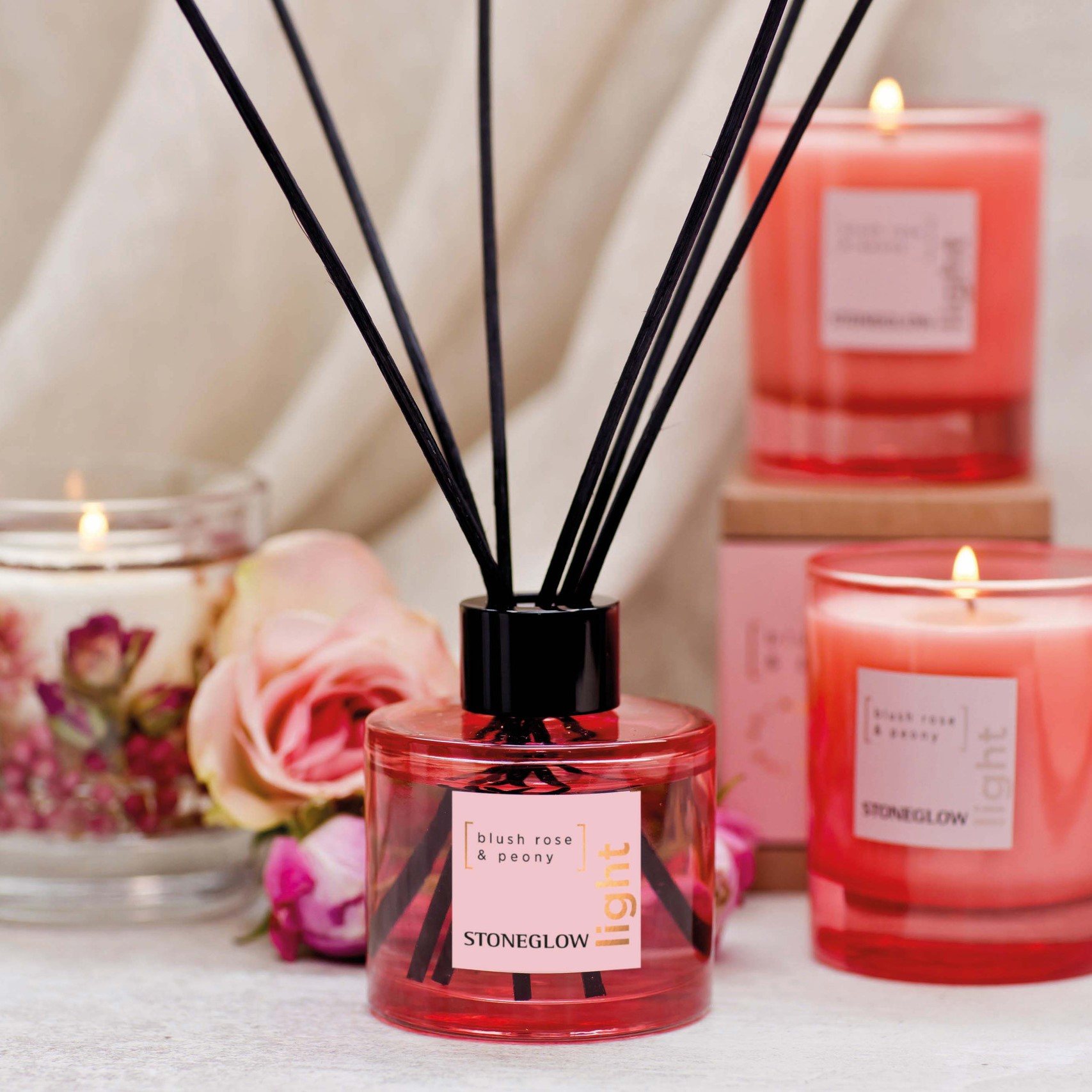 Stoneglow Blush Rose & Peony Reed Diffuser | Aldiss Norfolk