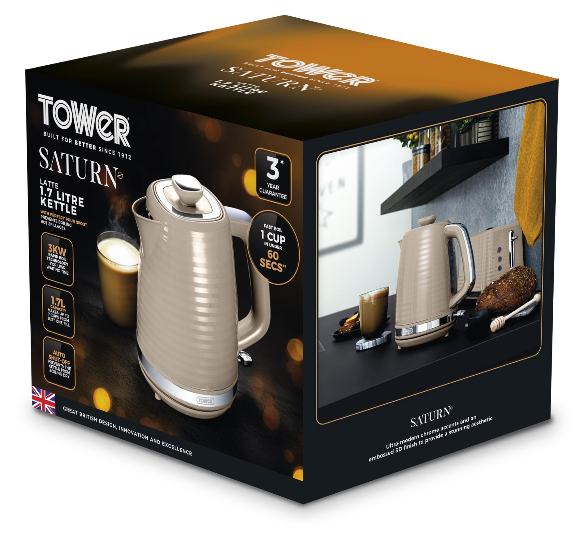 Tower | Saturn 1.7L Latte Kettle | Aldiss of Norfolk