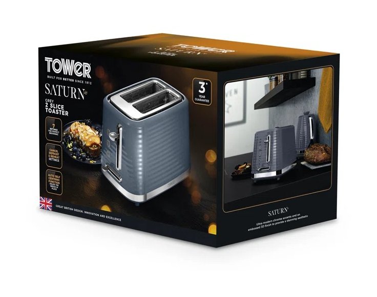Tower | Saturn Grey 2 Slice Toaster | Aldiss of Norfolk