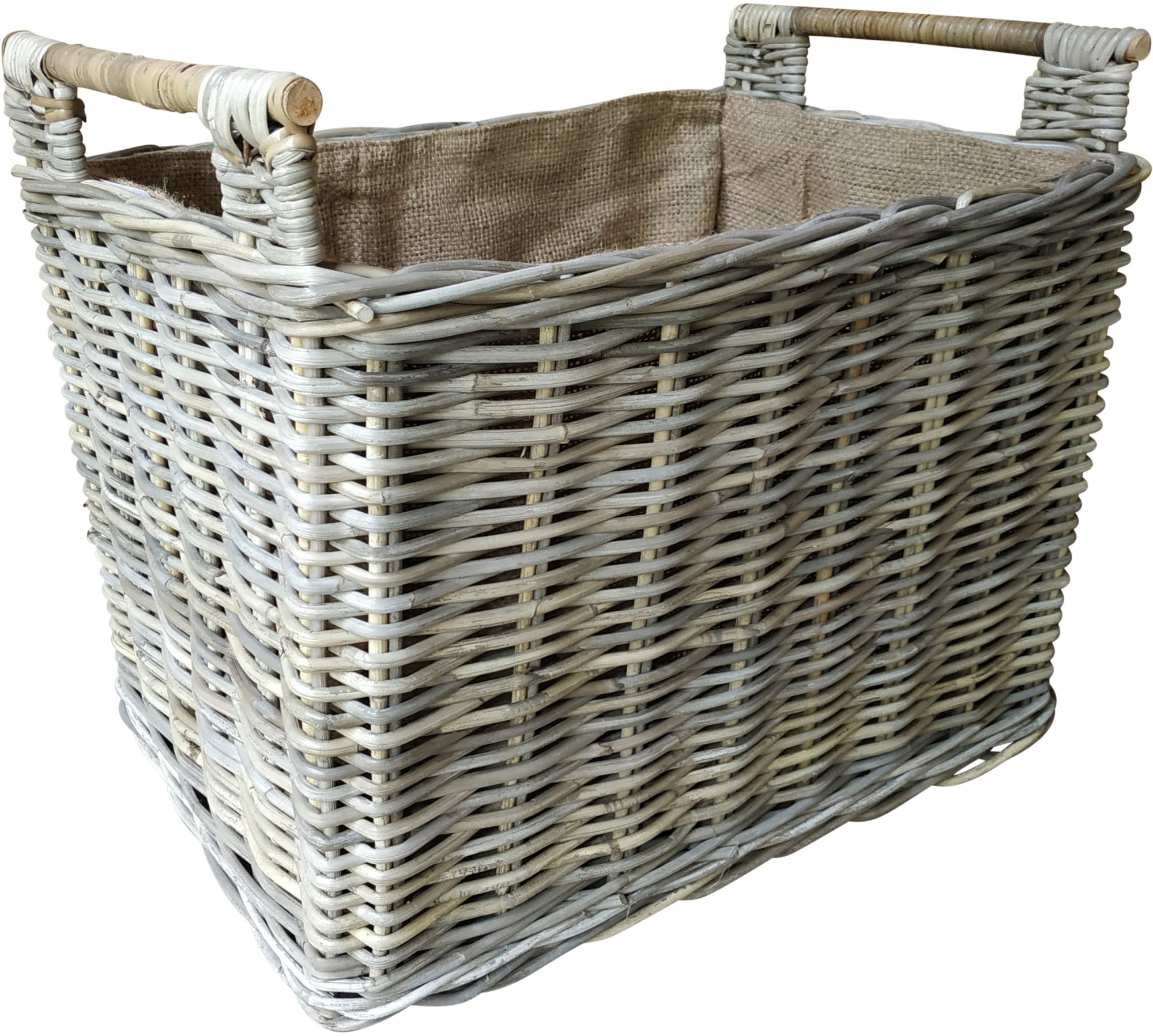 Lows Rectangular Jute Lined Log Basket | Aldiss of Norfolk