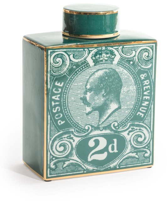 McGowan Rutherford Green Postage Stamp Ceramic Storage Vase - Aldiss