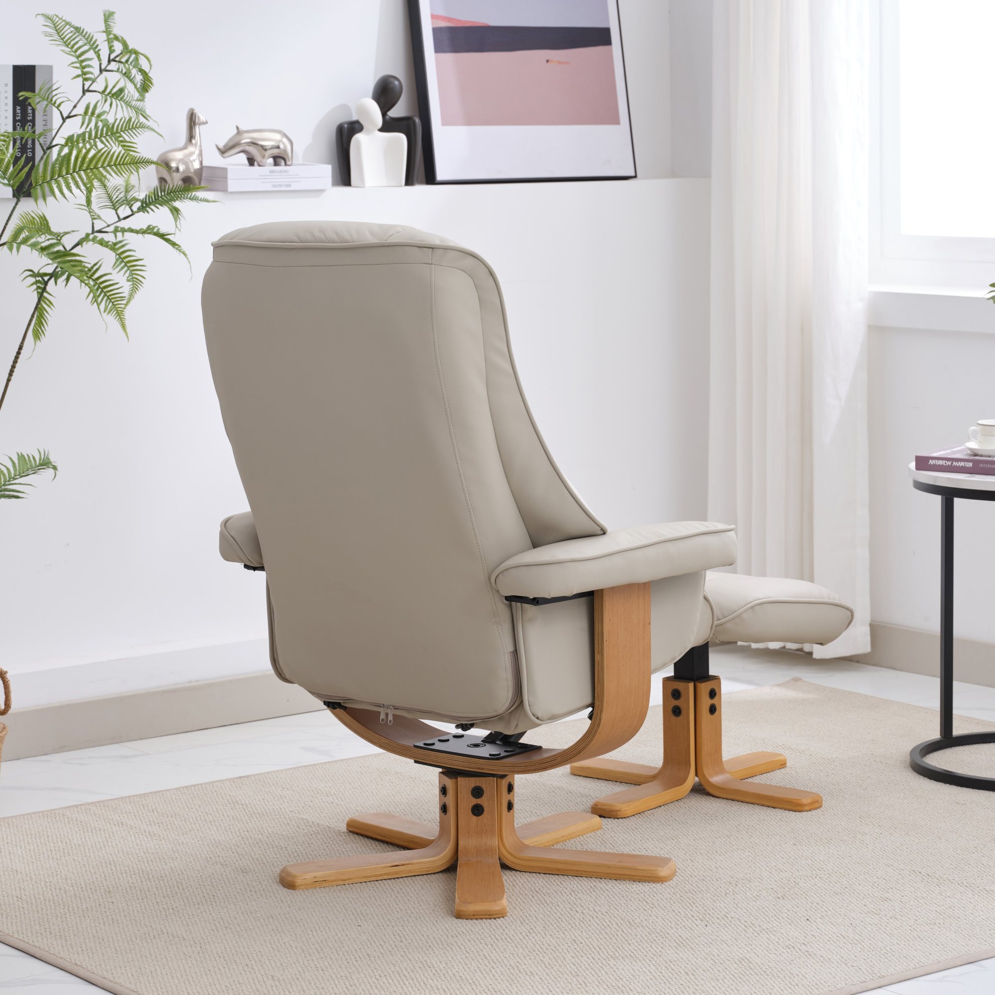 Sardinia Mushroom Leather Chair & Stool Set | Aldiss Norfolk