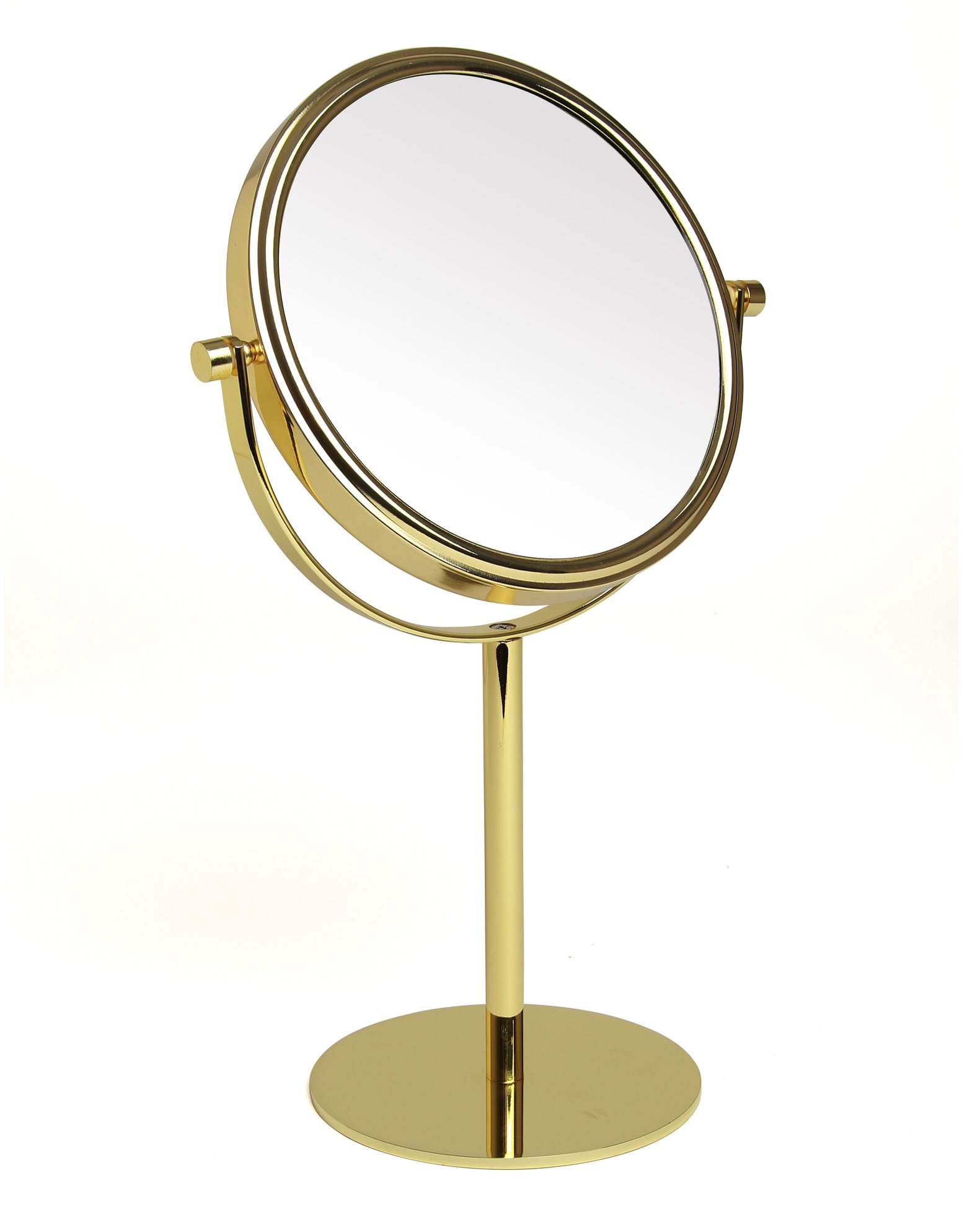 Gold Tall Round 7x Magnifying Mirror