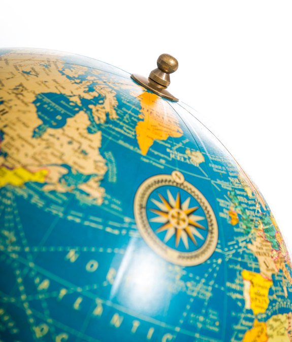 Large Blue Globe on Brass and Wood Stand | Aldiss of Norfolk