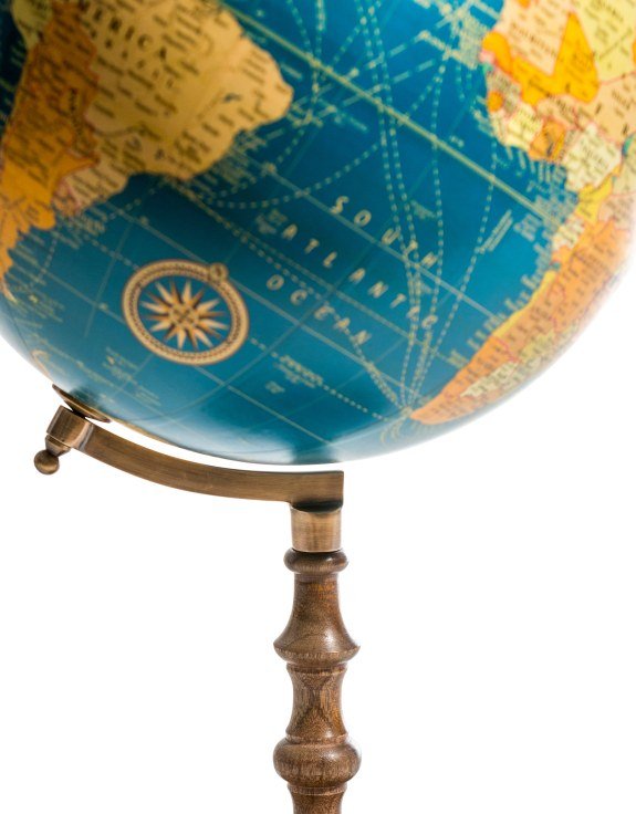 Large Blue Globe on Brass and Wood Stand | Aldiss of Norfolk