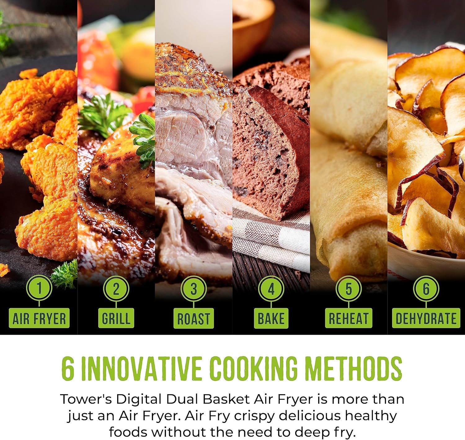 Tower Dual Basket Vortx Air Fry Grey | Aldiss of Norfolk