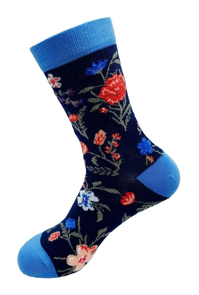 Eco Chic Navy Floral Bamboo Socks | Aldiss of Norfolk