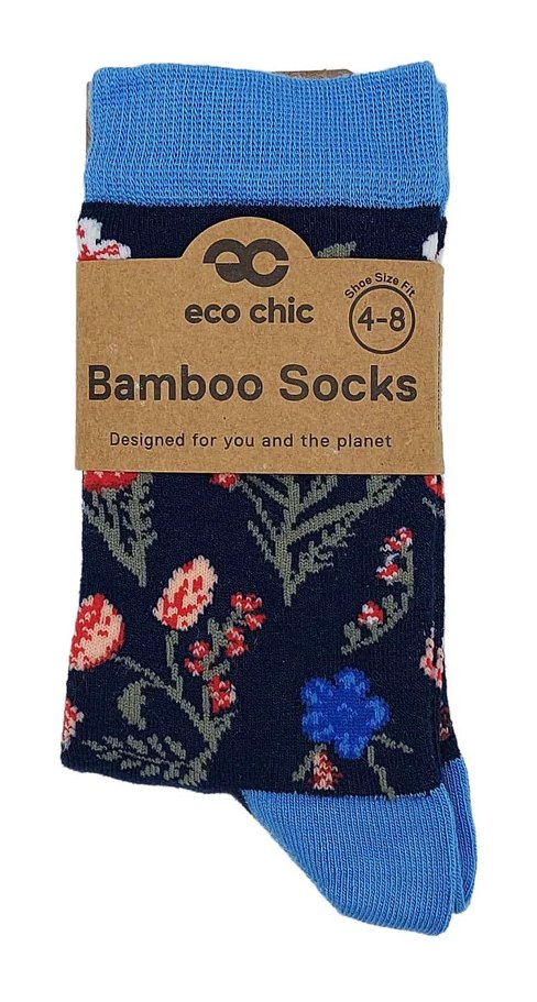 Eco Chic Navy Floral Bamboo Socks | Aldiss of Norfolk