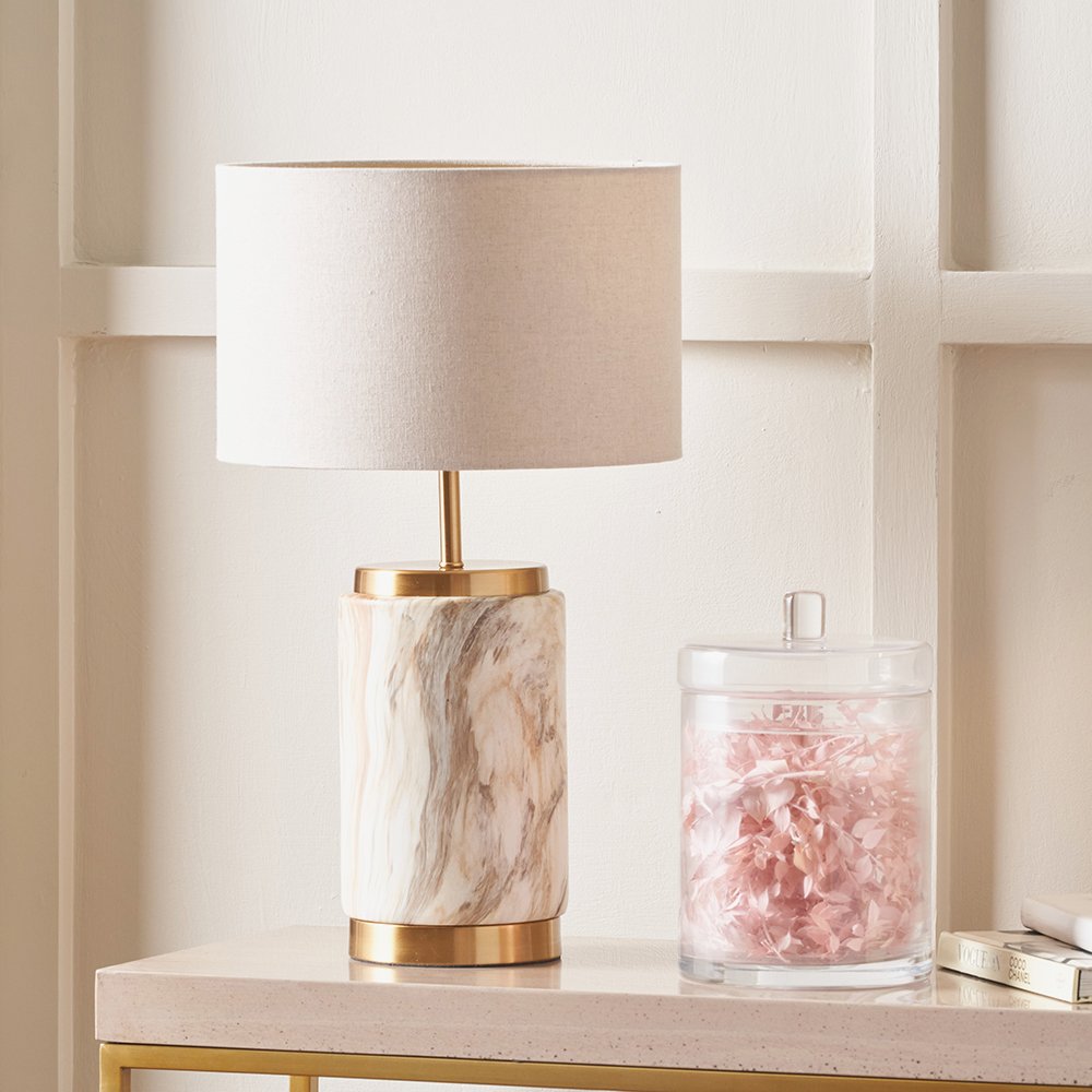 Pacific Carrara Natural Stone Effect Ceramic Table Lamp - Aldiss