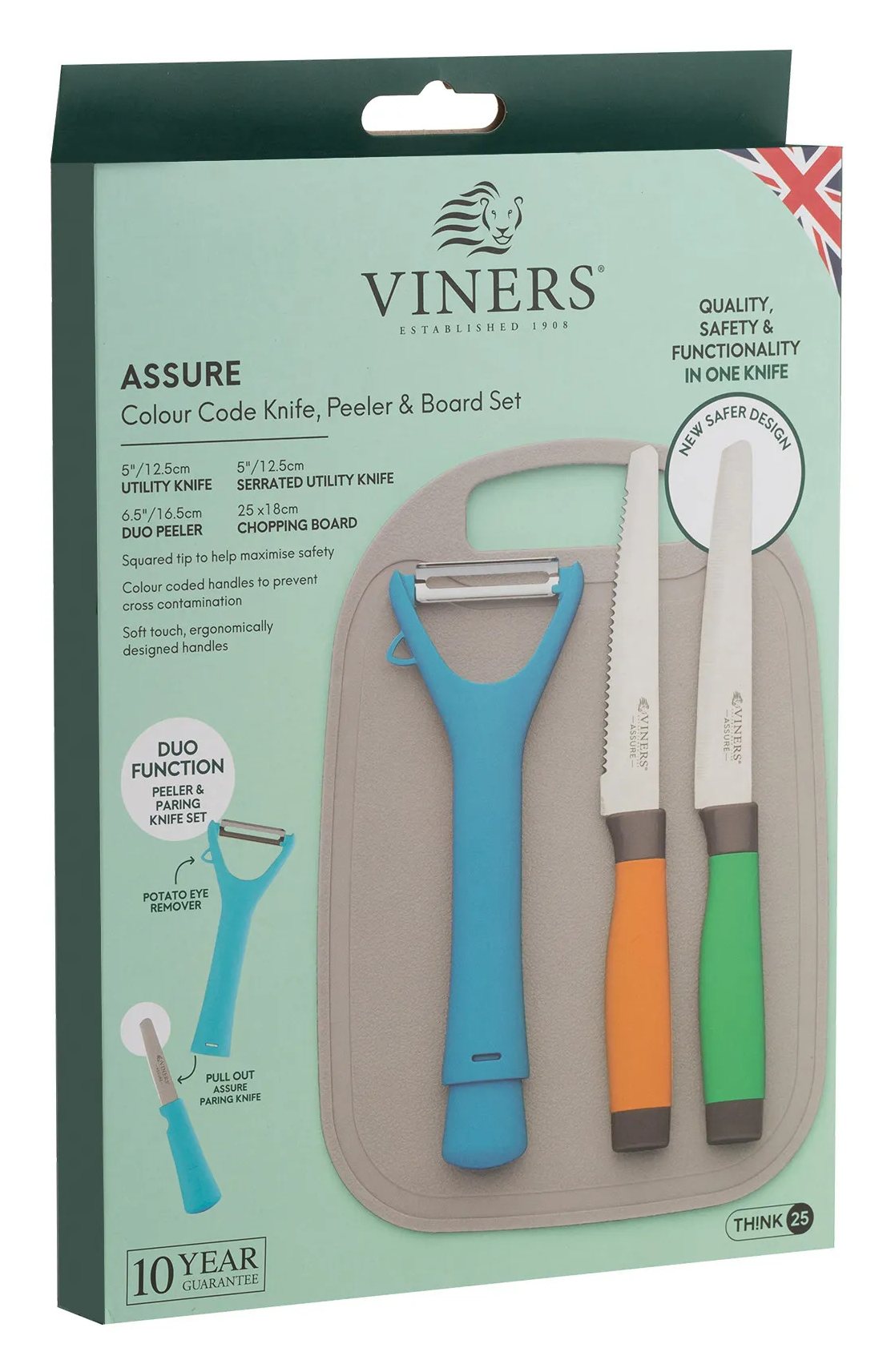 Viners Coded Knife, Peeler and Board Set | Aldiss of Norfolk