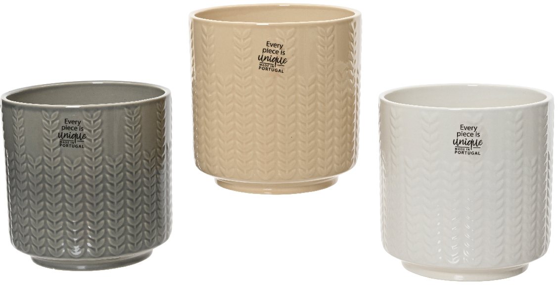 Kaemingk Stoneware Embossed Leaf Planter | Aldiss of Norfolk