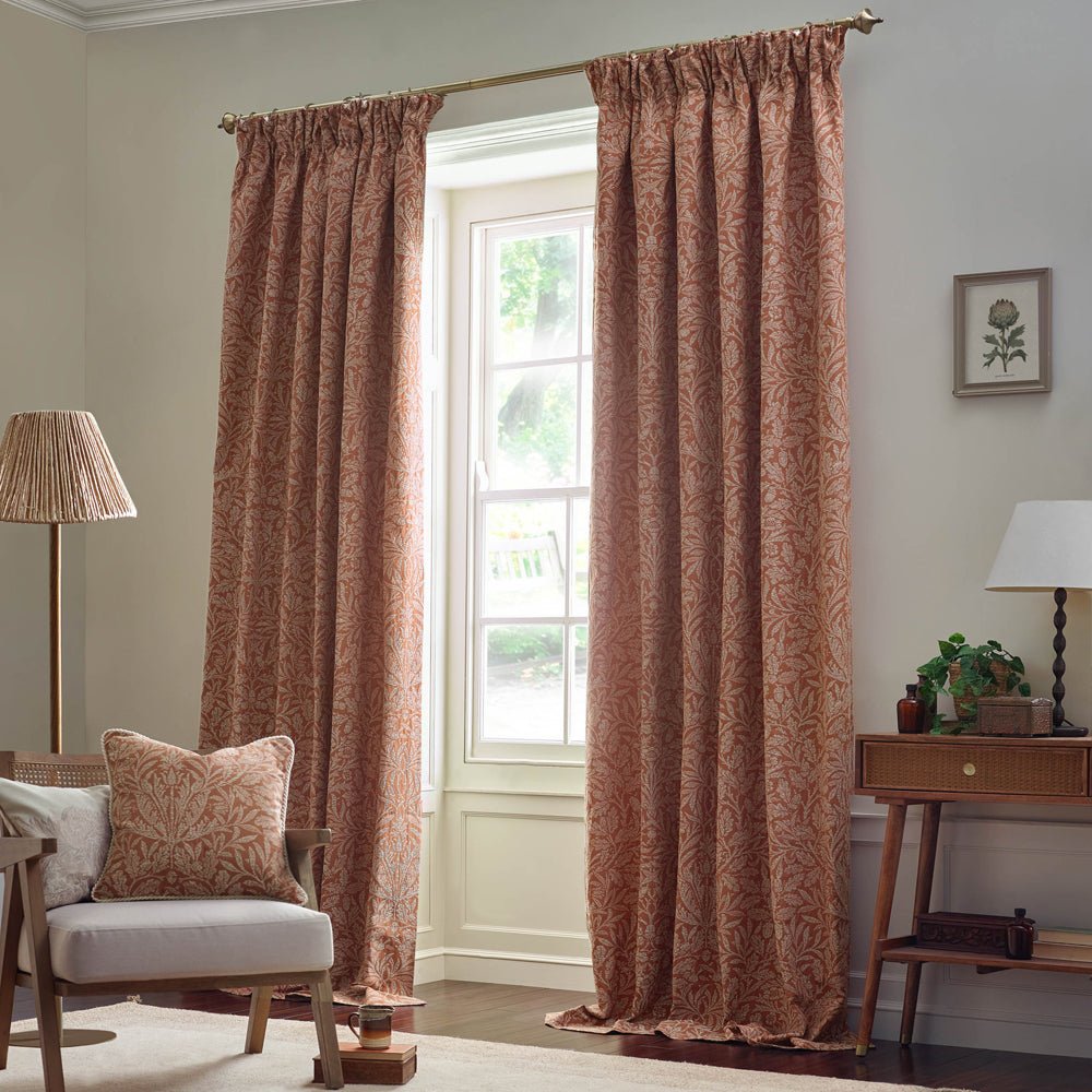 Morris & Co Acorn Curtains Brick | Aldiss of Norfolk
