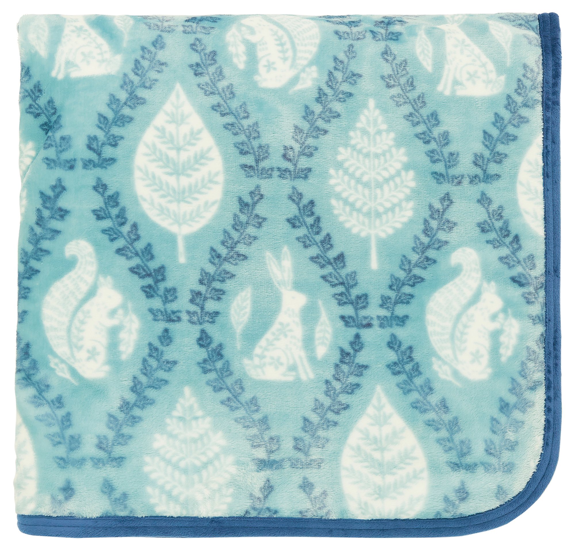 Helena Springfield Woodland Trellis Fleece Blue Throw - Aldiss