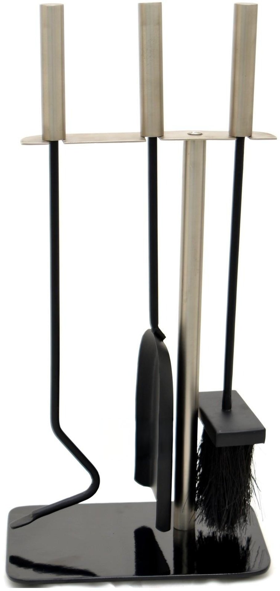 Black Isle Forge Black Glass & Stainless Steel Companion Set - Aldiss