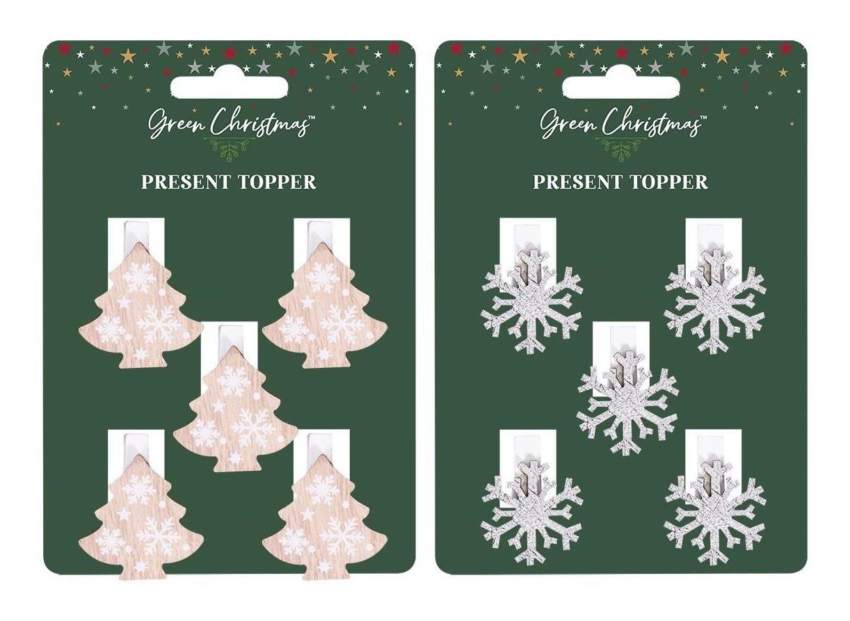 Green Christmas Present Topper Pegs Assorted Trad | Aldiss