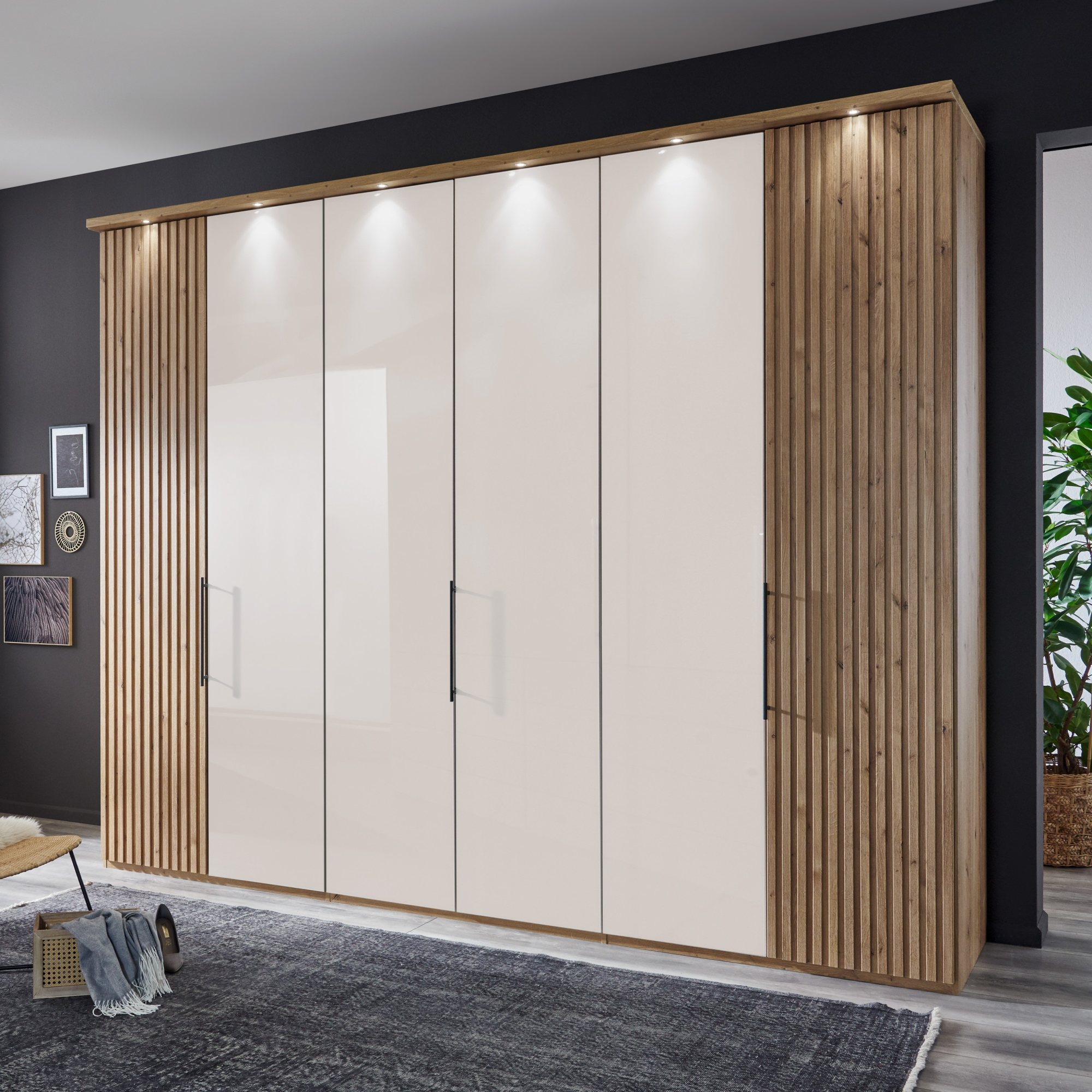 Wiemann Chicago 3m 6 Dr Wardrobe in Champagne Glass | Aldiss