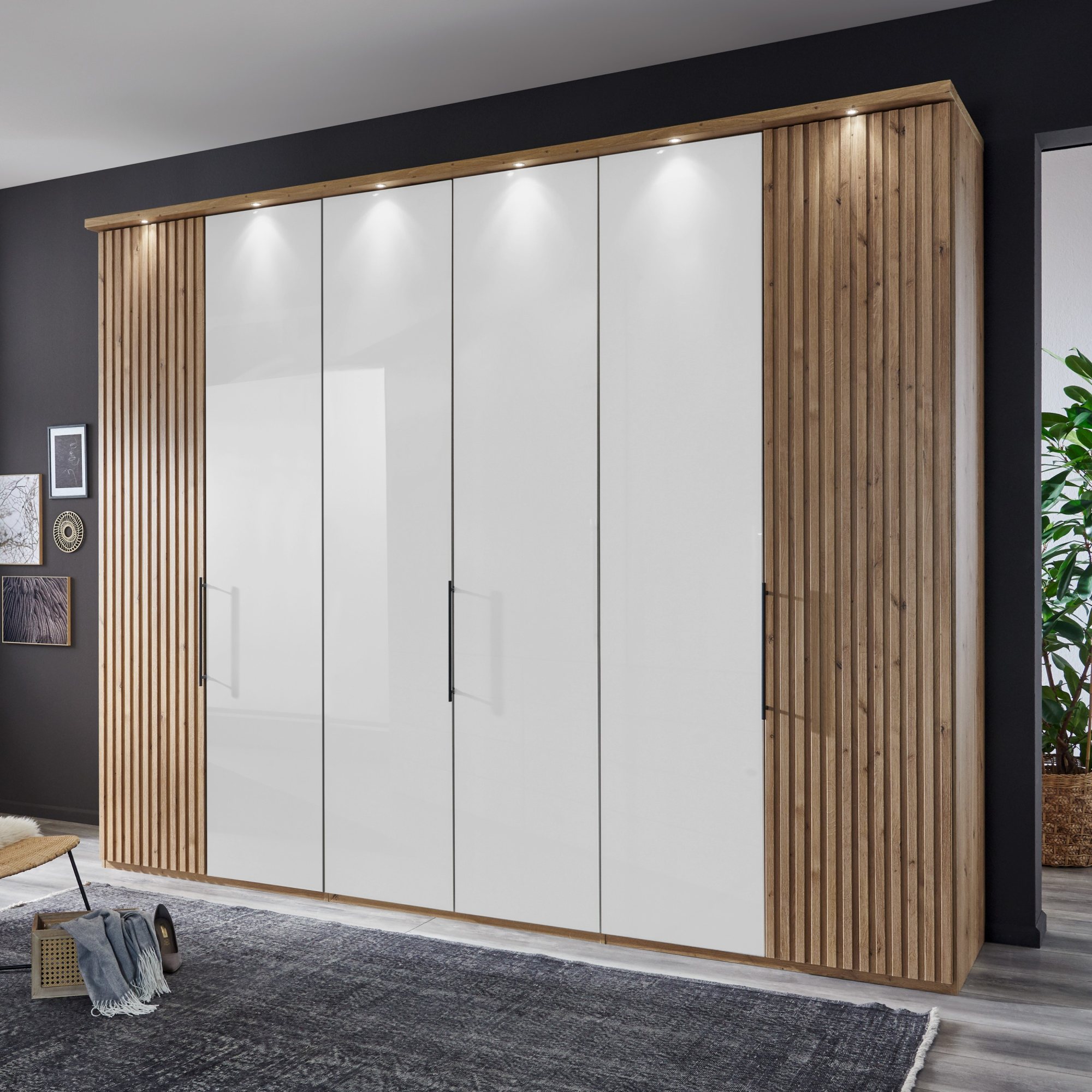 Wiemann | Chicago 3m 6 Door Wardrobe in White Glass | Aldiss