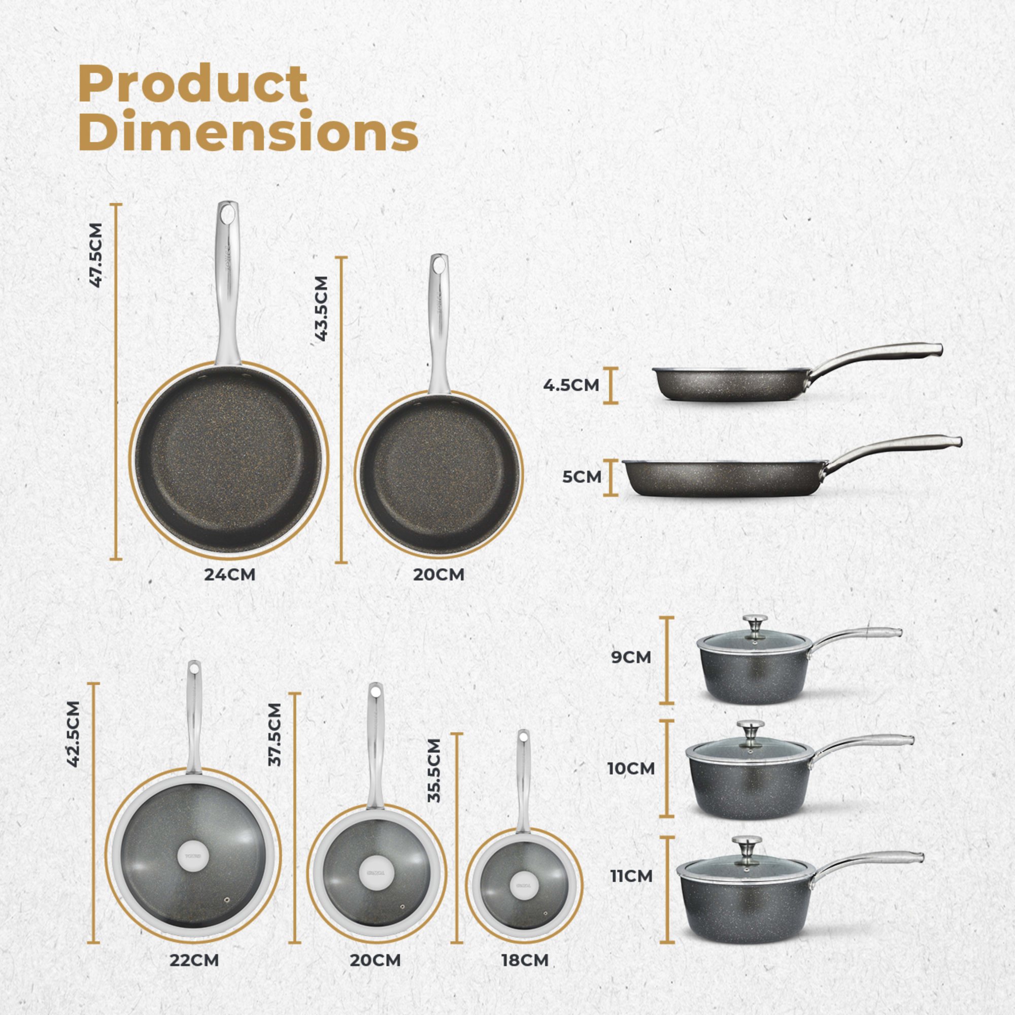 Tower Cerastone Pro 5 Piece Cookware Set | Aldiss of Norfolk