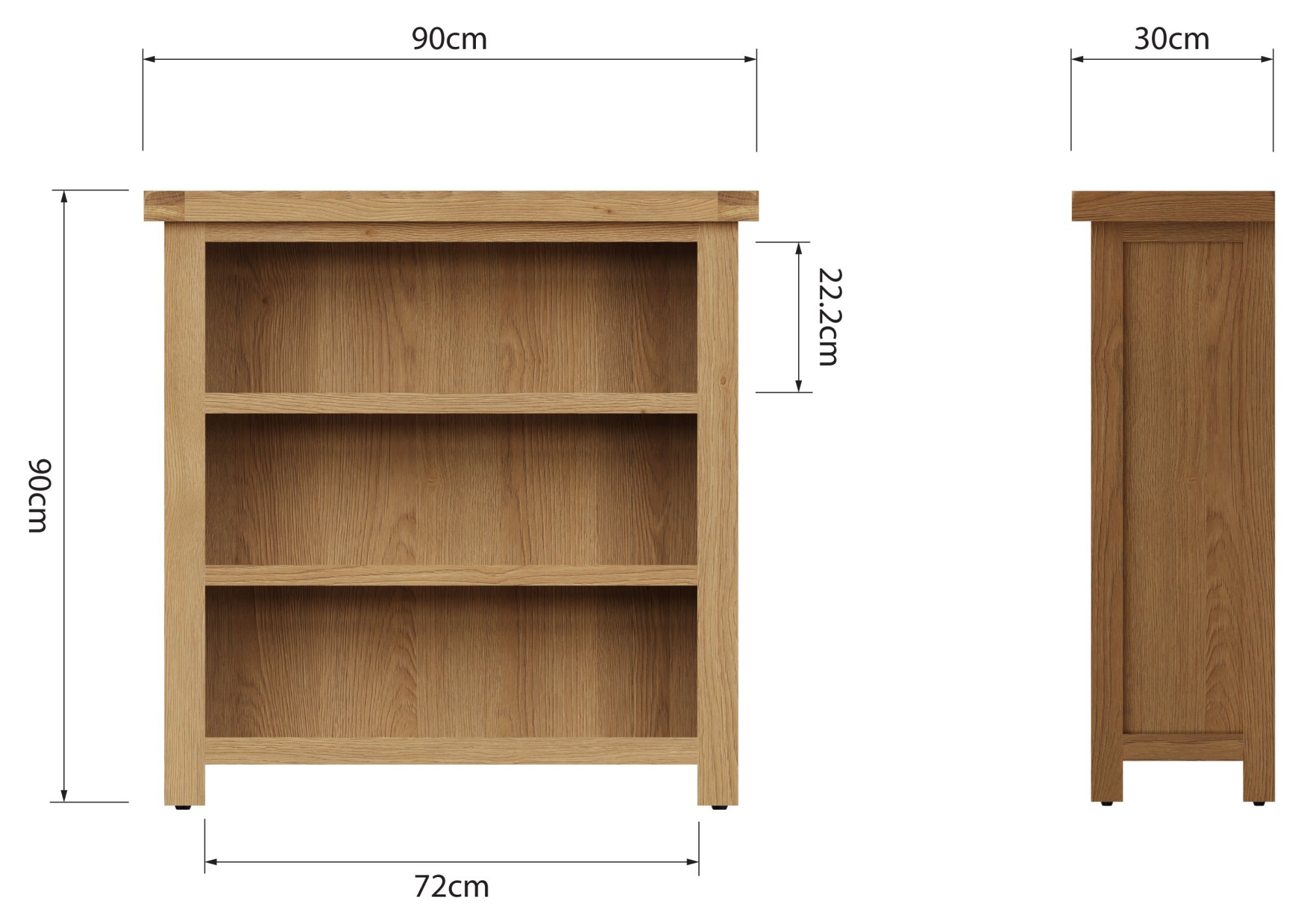 Norfolk Oak Small Bookcase | Aldiss Oak Furniture