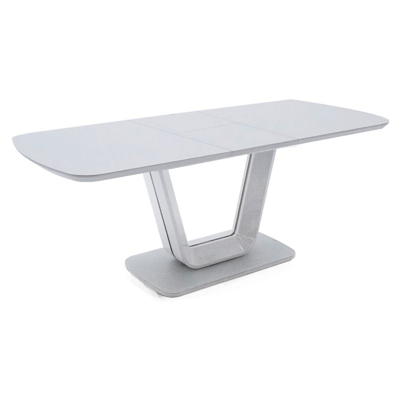 Lazzaro 1.6m Grey Extending Table and 6 Taupe Chairs |Aldiss