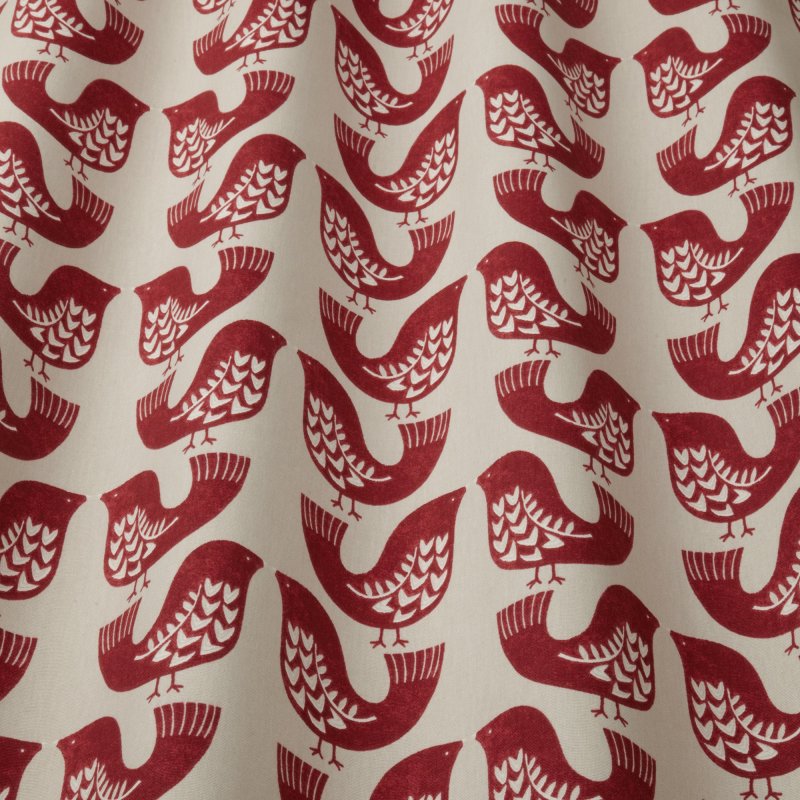 Scandi Birds Scarlet PVC Fabric - Aldiss