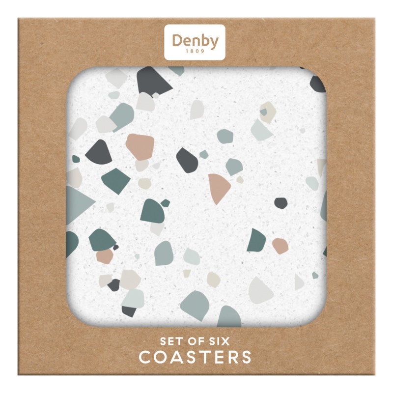 Denby Elements Set of 6 Terrazzo Neutral Coasters | Aldiss