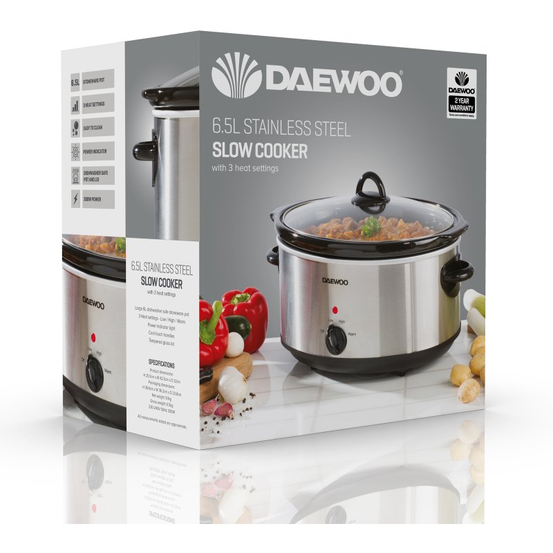Daewoo 6.5L Stainless Steel Slow Cooker | Aldiss of Norfolk