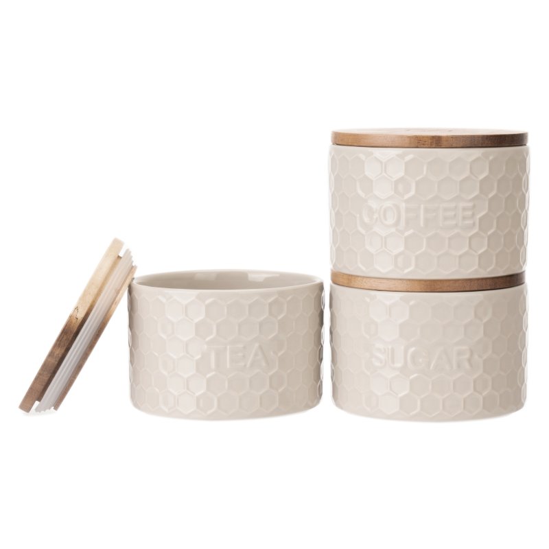 Kitchen Pantry 3 Pack Stacking Storage Jars Grey | Aldiss