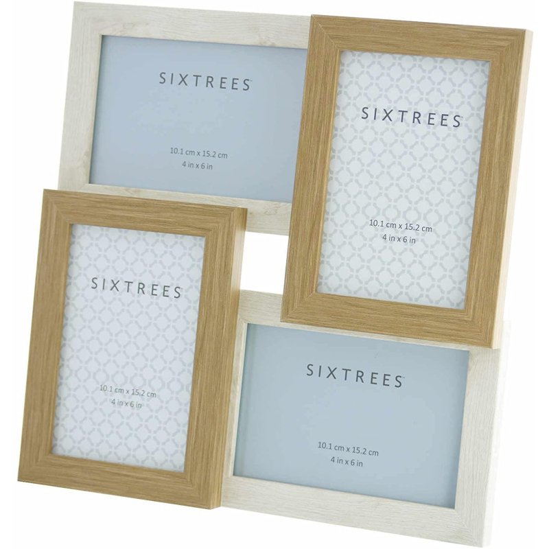 Sixtrees | White and Oak Multi Aperture Photo Frame | Aldiss