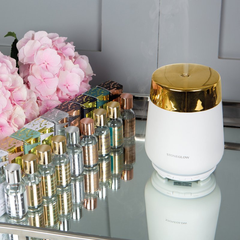 Stoneglow White and Gold Mist Diffuser | Aldiss of Norfolk