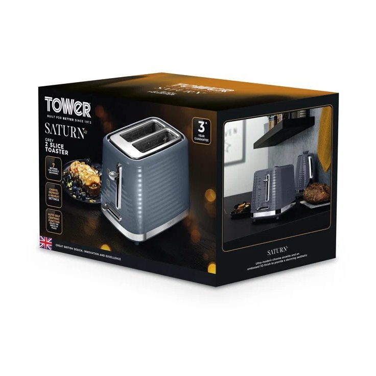 Tower | Saturn Grey 2 Slice Toaster | Aldiss of Norfolk