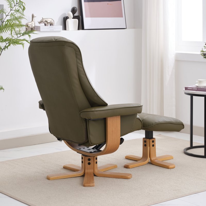 Sardinia Olive Green Leather Chair & Stool | Aldiss Norfolk